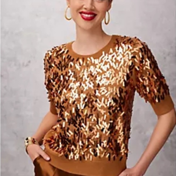 Isaac Mizrahi | Sweaters | Isaac Mizrahi Live Copper Sequin Sweater ...